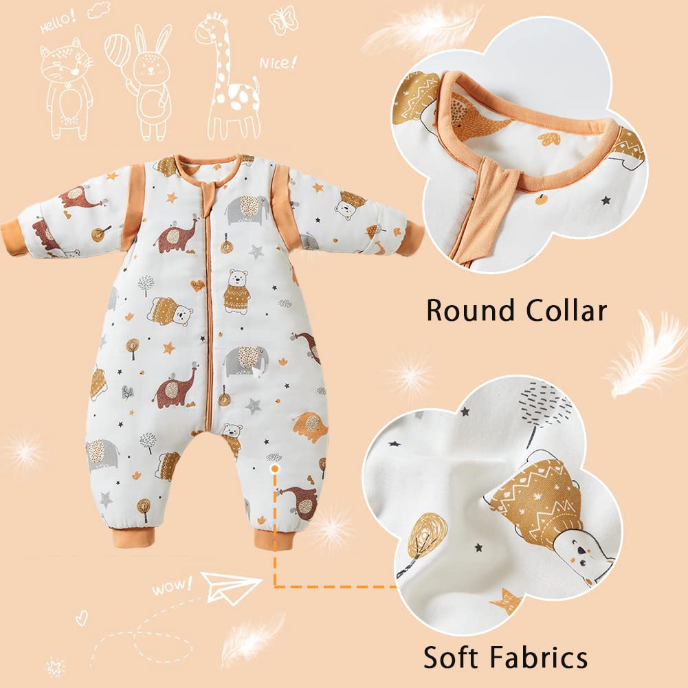 XIFAMNIY Tog 2.5 Winter Baby Sleep Sack with Feet Toddler Walking Sleeping Bag Long Sleeve Swaddle Wearable Blanket 6M-4T…