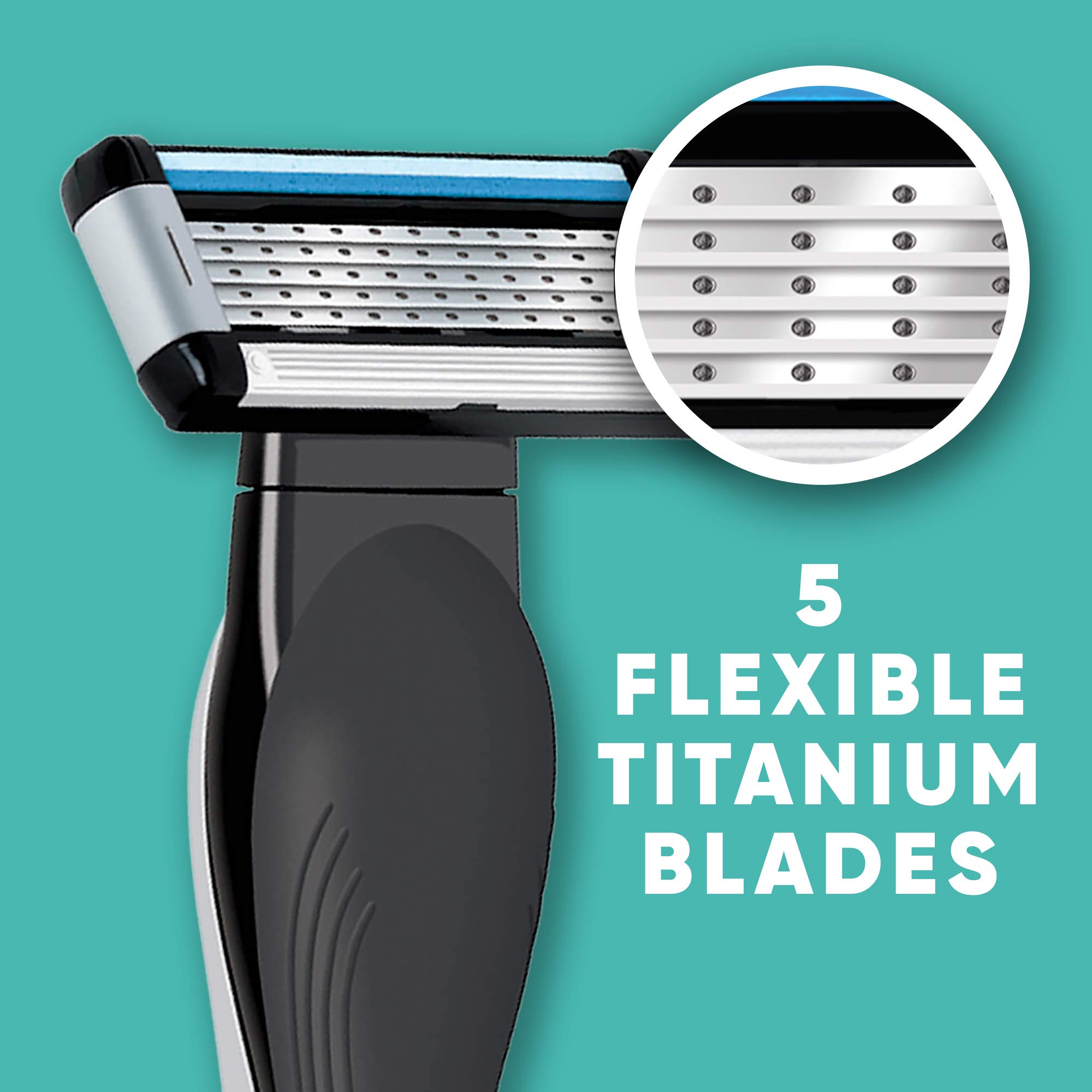 Made For You by BIC Shaving Razor Blades for Every Body - Men & Women, with 2 Cartridge Refills - 5-Blade Razors for a Smooth Close Shave, TEAL, Kit