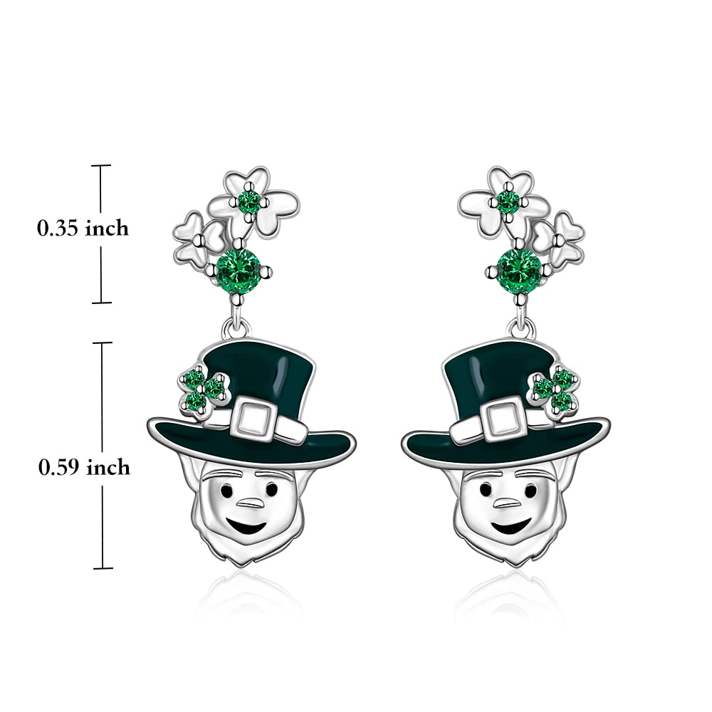 Shamrock St Patricks Day Earrings for Women Sterling Silver PromIrish Emerald Hoop
