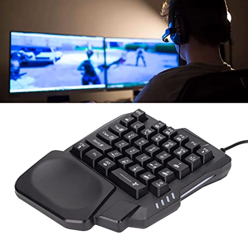 Yoidesu One Handed Gaming Keyboard, RGB Backlit 35 Keys Portable Mini Gaming Keypad Waterproof Wide Palm Rest Wired USB Single Handed Keyboard for Computer Mobile Games