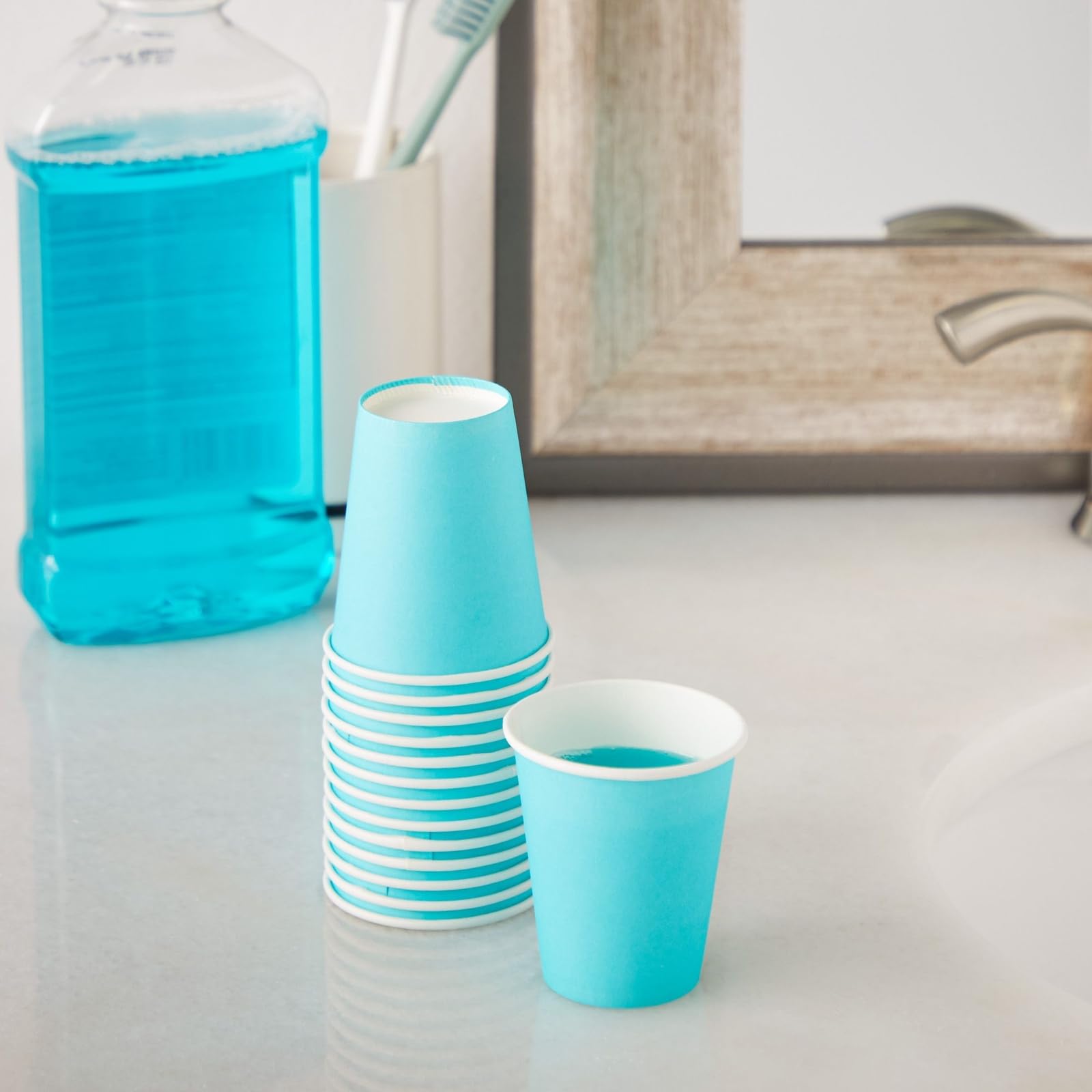 Stockroom Plus 600 Pack 3 oz Paper Cups - Disposable Bathroom Cups, Small Mouthwash Cups - Espresso Cups, Blue Paper Cups for Party, Picnic, BBQ, Travel, and Event