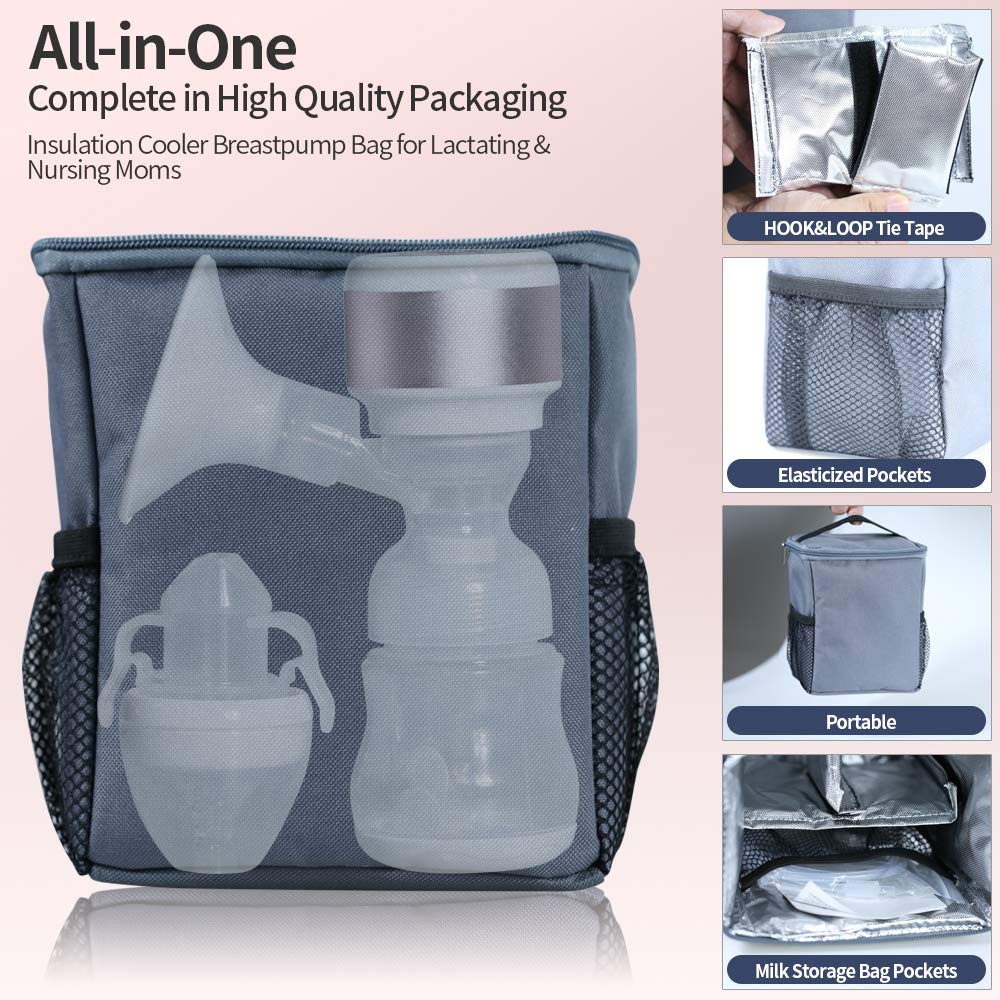Portable Electric Breast Pump, YIHUNION Dual Use Single Baby Milk Pump Rechargeable Breastfeeding Pump with Adjustable Massage Suction Level and 10pcs Free Storage Bags