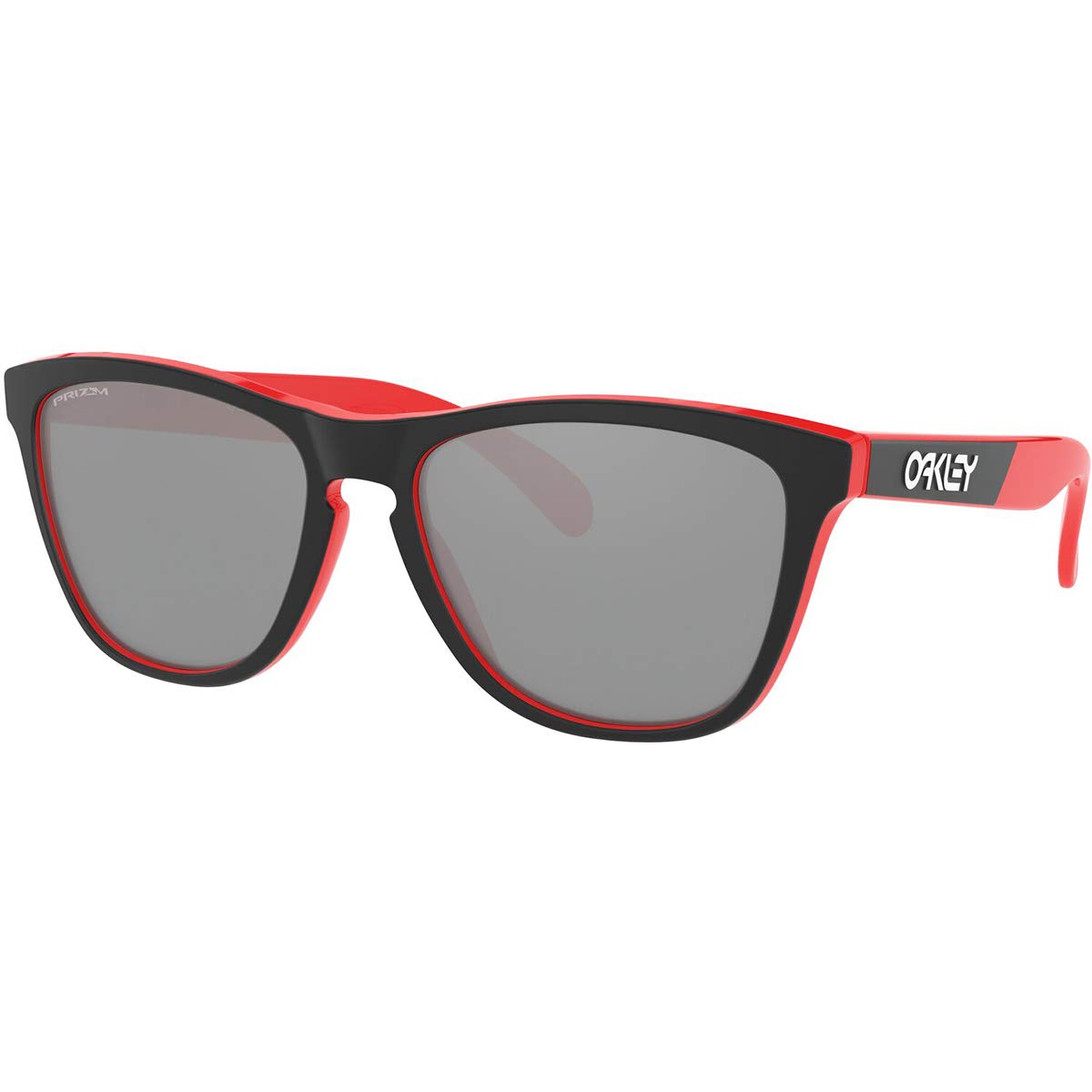 Oakley Men's OO9245 Frogskins Low Bridge Fit Square Sunglasses, Bright Red Black/Prizm Black, 54 mm