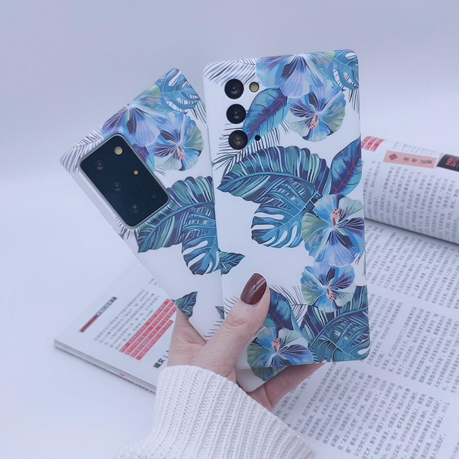 MADINCN Compatible with Samsung Galaxy Note 20 Ultra Soft Floral Case, 3D Purple+Pink+Green Marble Pattern White Shell Design, Rugged Slim fit Shock-Absorbing Soft Rubber TPU Skin Cover Case (Pink)