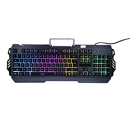 YYOYY 104 Keys Mechanical Feeling Gaming Keyboard for PC Gamers, 2 Colors Keycaps Backlit Aluminum Alloy Base Computer Keyboard, USB Wired Keyboard with Phone Holder for Home & Office