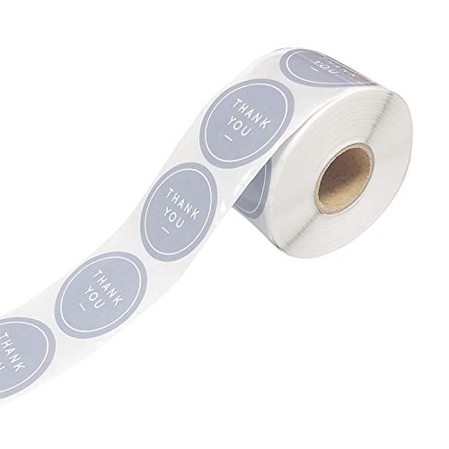 PAPERLILY Thank You Stickers - 1.5" | 500 Grey/Gray Labels Per Roll