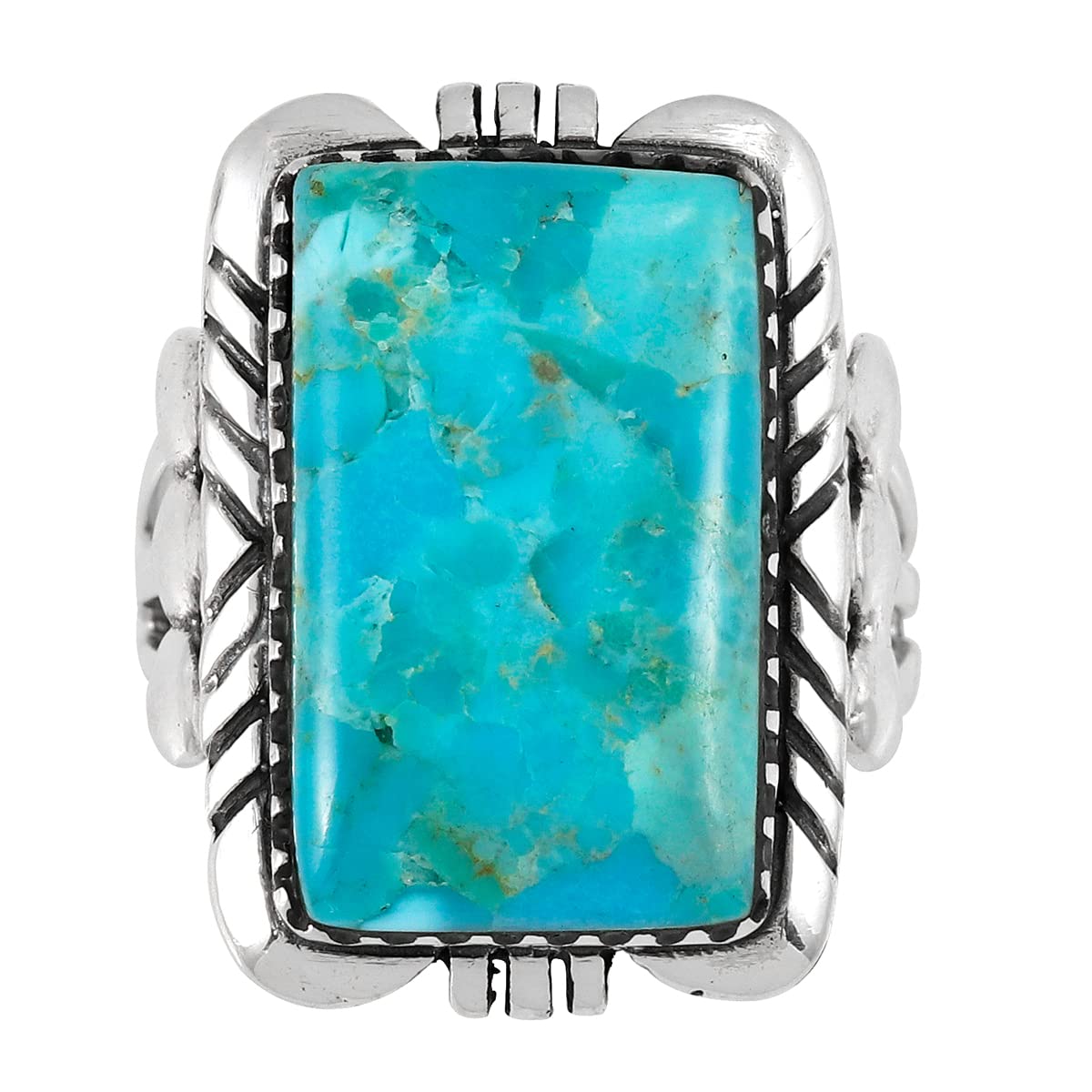 Turquoise Ring Sterling Silver 925 Genuine Gemstones Size 6 to 11 (Turquoise) (7)
