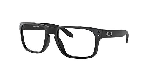 Oakley Men's Ox8156 Holbrook Rx Square Prescription Eyeglass Frames, Satin Black Silver Icon/Demo Lens, 54 mm