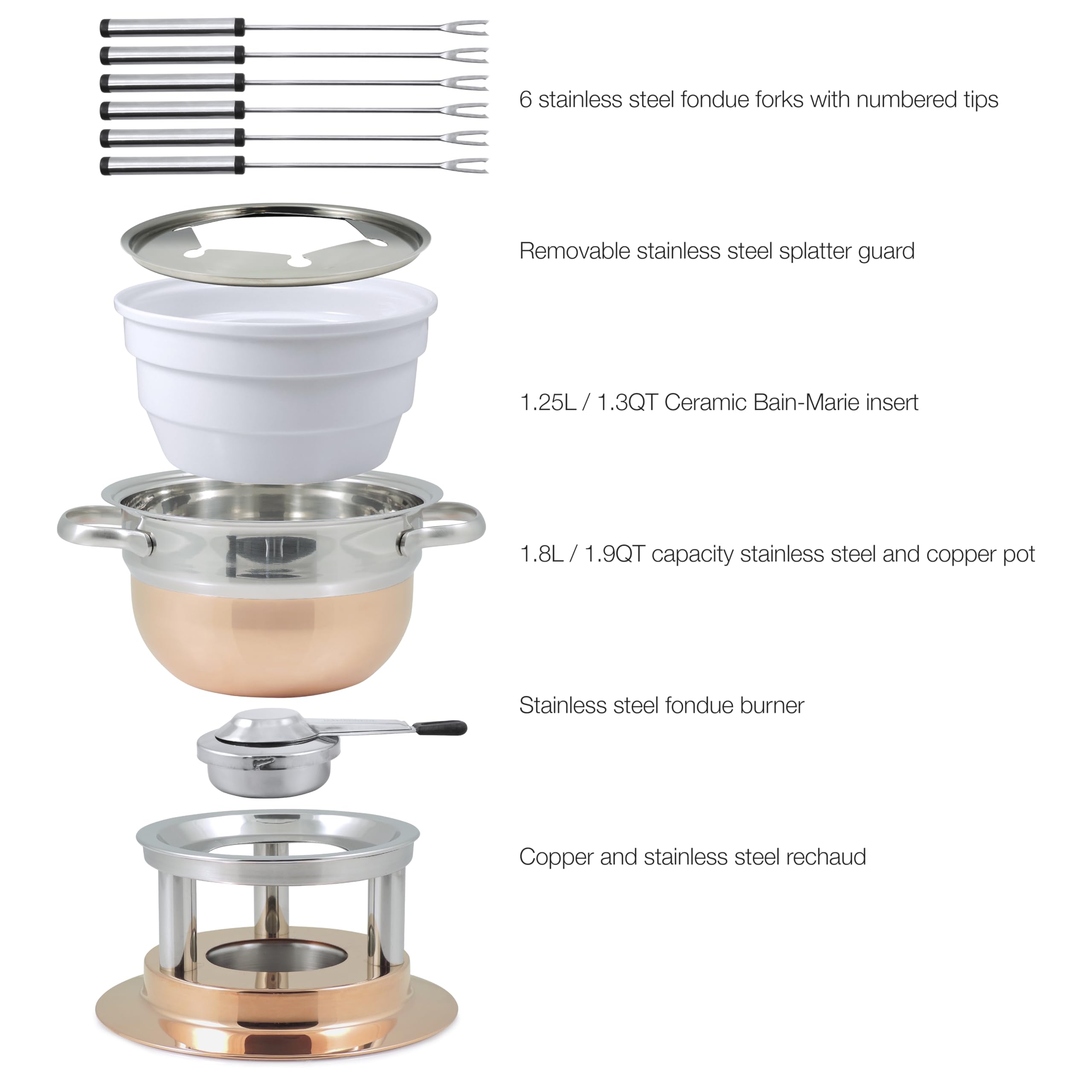 Swissmar Lausanne 11 Piece Copper Plated Fondue Set
