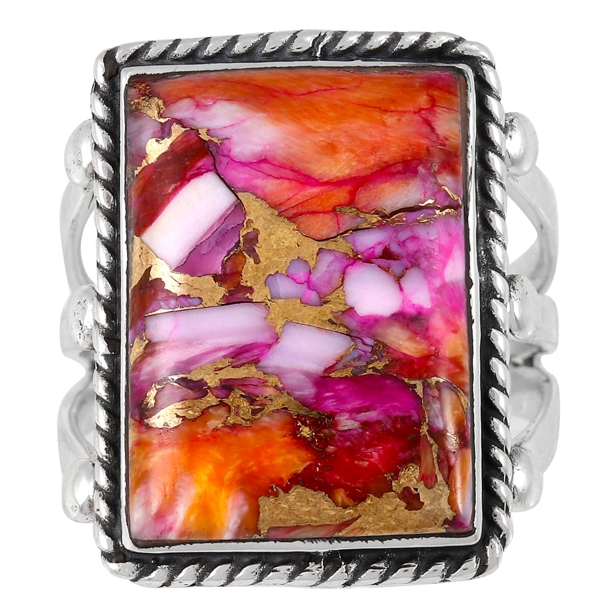 Turquoise Ring Sterling Silver 925 Genuine Gemstones Size 6 to 11 (Sky Matrix Turquoise) (11)