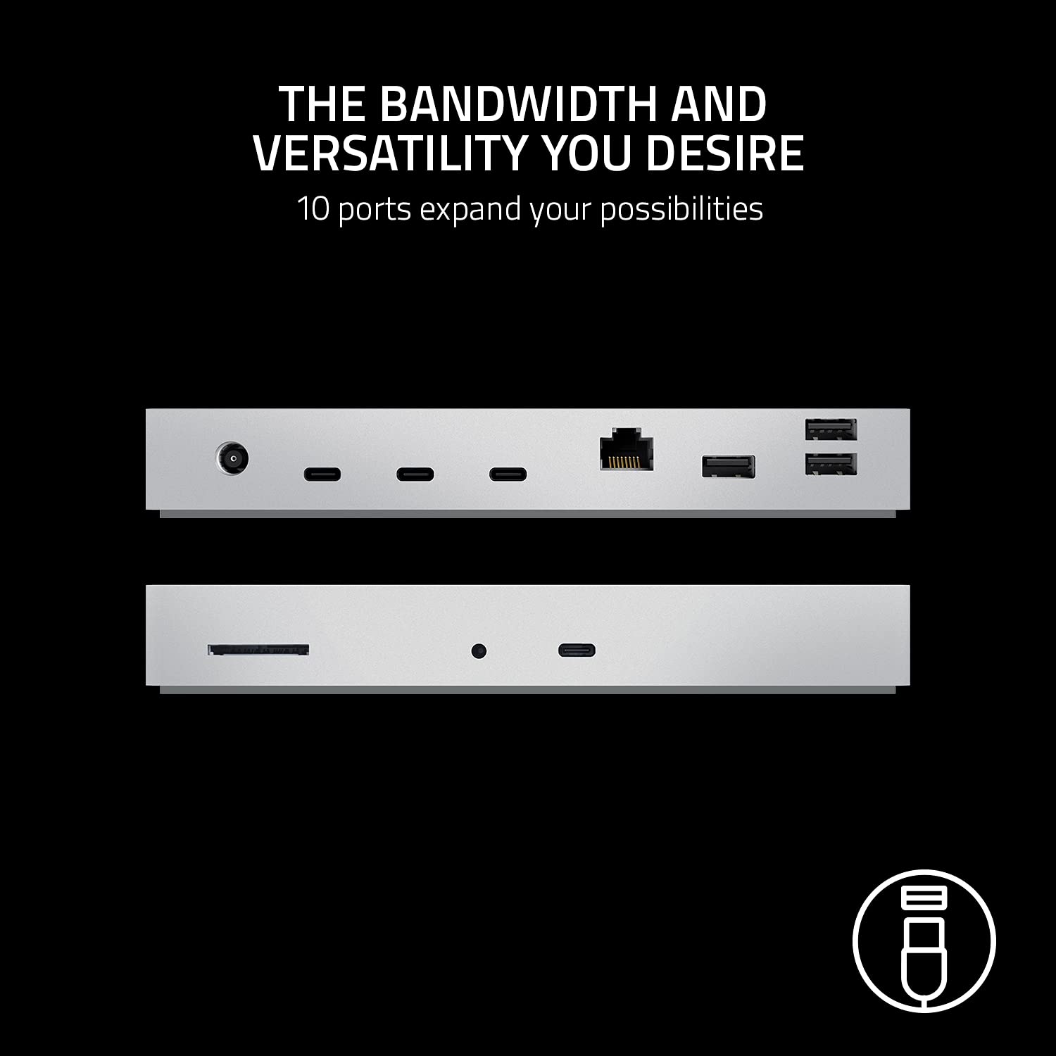 Razer Thunderbolt 4 Dock: 10 Ports in 1 - Dual 4K or Single 8K Output - USB A and C Hub, 2.5 GbE Thunderbolt 3, Mac, and PC Compatible - Thunderbolt 4 Certified - Passthrough Charging - Mercury White