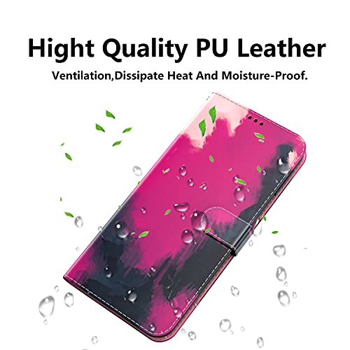ShinyCase for Tecno Camon 12 Case with Stand,Colorful Watercolor PU Leather Wallet Folio Flip Cover Magnetic Durable TPU Protective Phone Case for Tecno Camon 12/Spark 4,Black Red