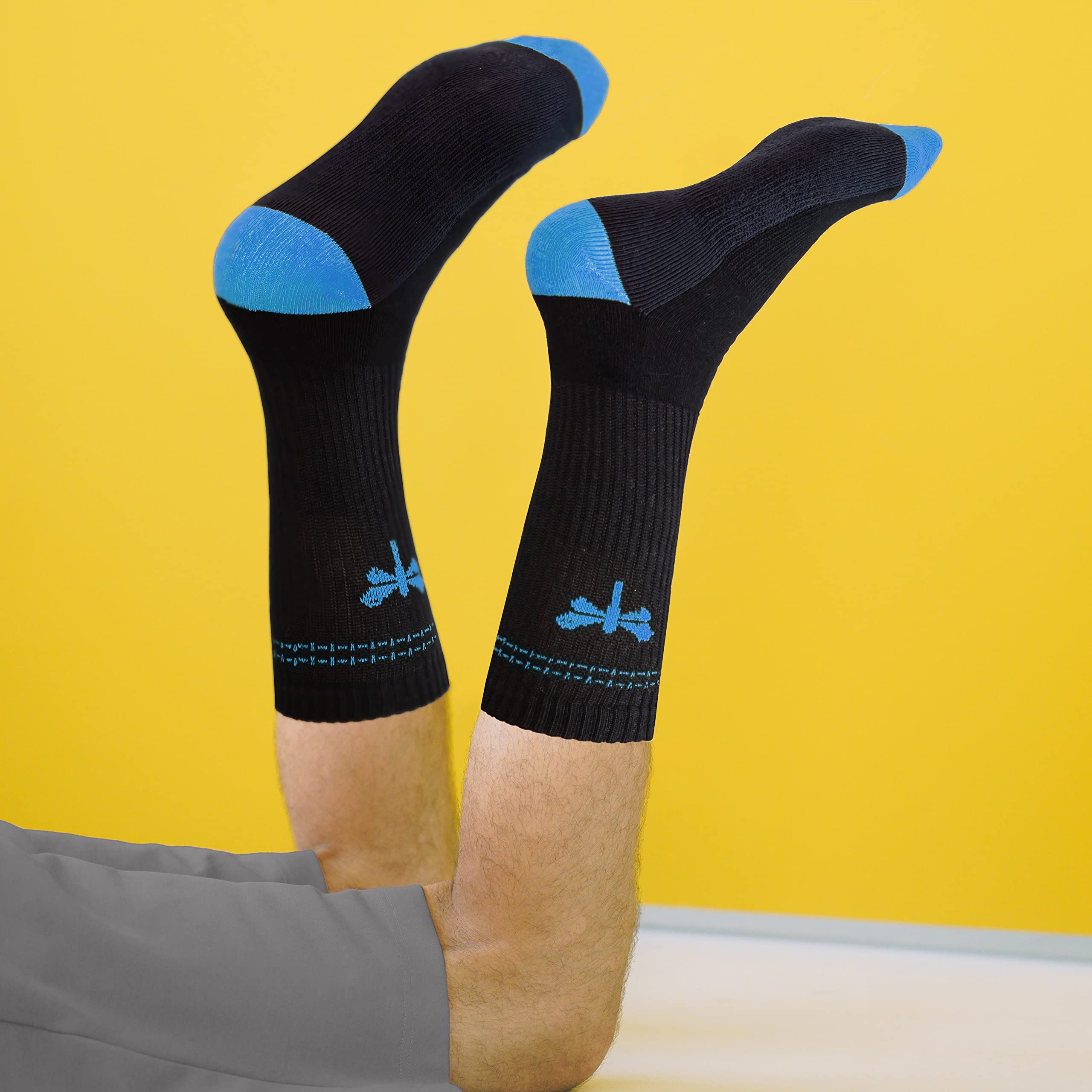 Villain Inside Turquoise Crew Mens Socks Moisture Wicking Silver Infused Cushion Cotton Socks (6 Pairs)