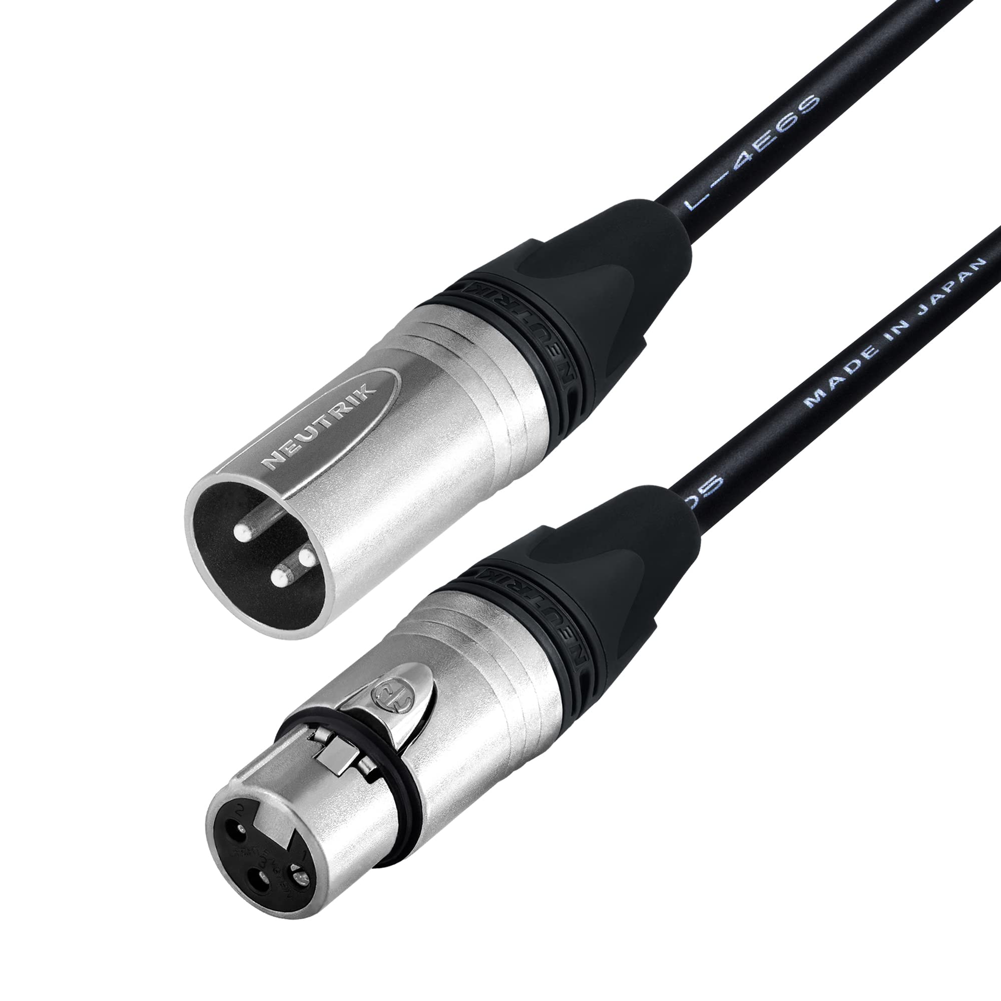 WORLDS BEST CABLES 2 Units - 25 Foot – Quad Balanced Microphone Cable Custom Made Using Canare L-4E6S Wire and Neutrik Silver NC3MXX Male & NC3FXX Female XLR Plugs