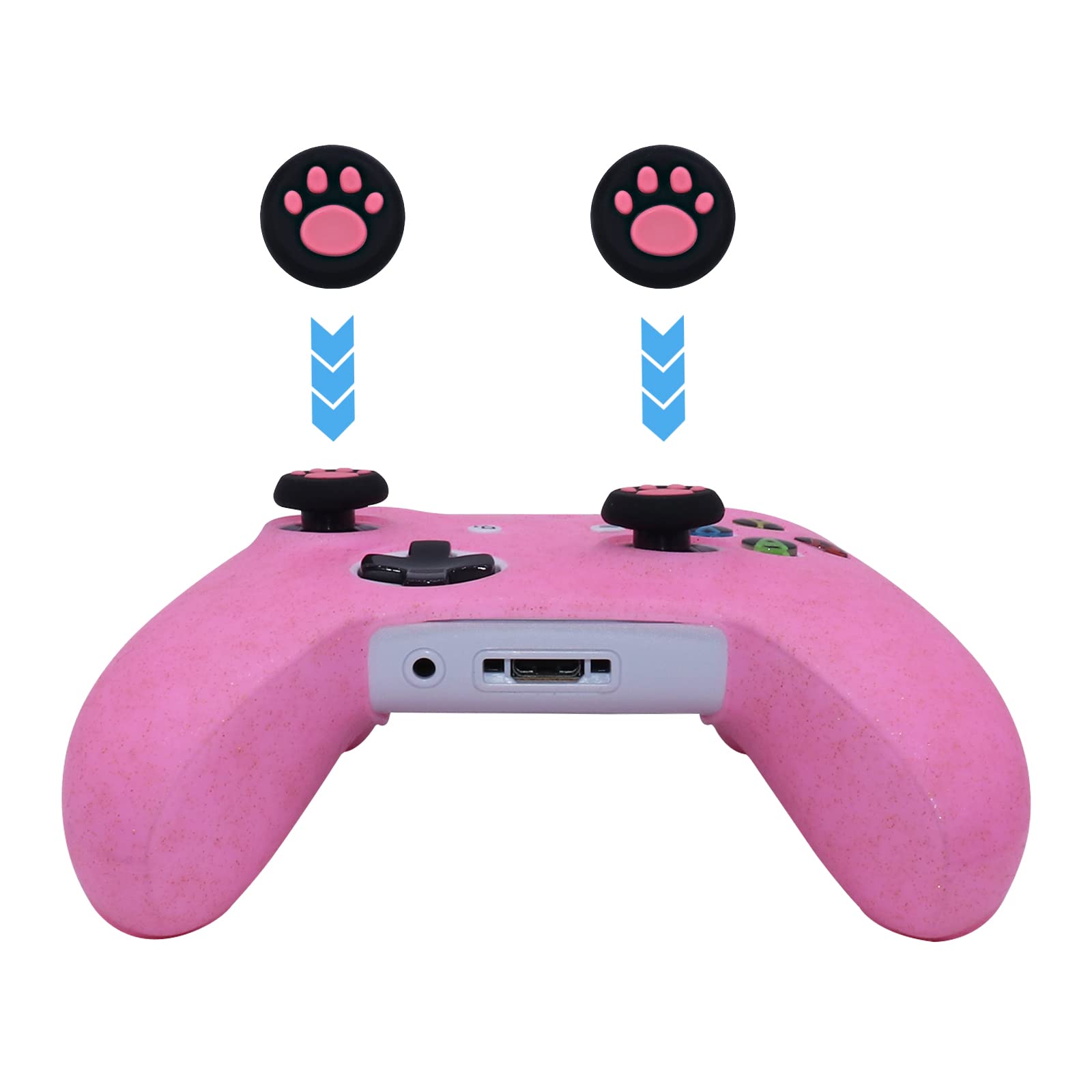 ROTOMOON Xbox One Glitter Silicone Controller Skins with 8 Thumb Grips, Sweat-Proof Anti-Slip Controller Cover Skin Protector Compatible with Xbox One S/X Controller