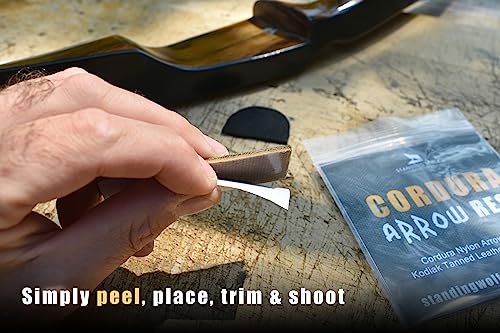Standing Wolf Ultimate Bow String Silencer 4 Piece Pack | Traditional Archery Bowstring Silencers for Recurve Bow | Stick On Arrow Rest for Archery | Recurve Bow Strike Plate