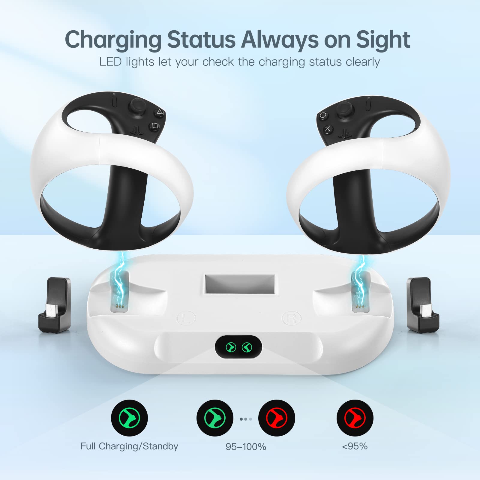 TATAVR Controller Charging Dock for PS5 VR2, PSVR 2 Controller Charging Station with VR Gaming Headset with USB-C Port and A Micro-USB Cable for PS5 Accessories