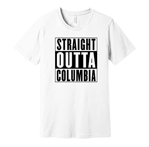 Straight Outta Columbia - Represent Missouri - Hip Hop Parody Shirt - Black and Gold Version - White - Large