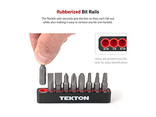 TEKTON 1/4 Inch Metric Hex Bit Set with Rail, 9-Piece (2-6 mm) | DZX93002