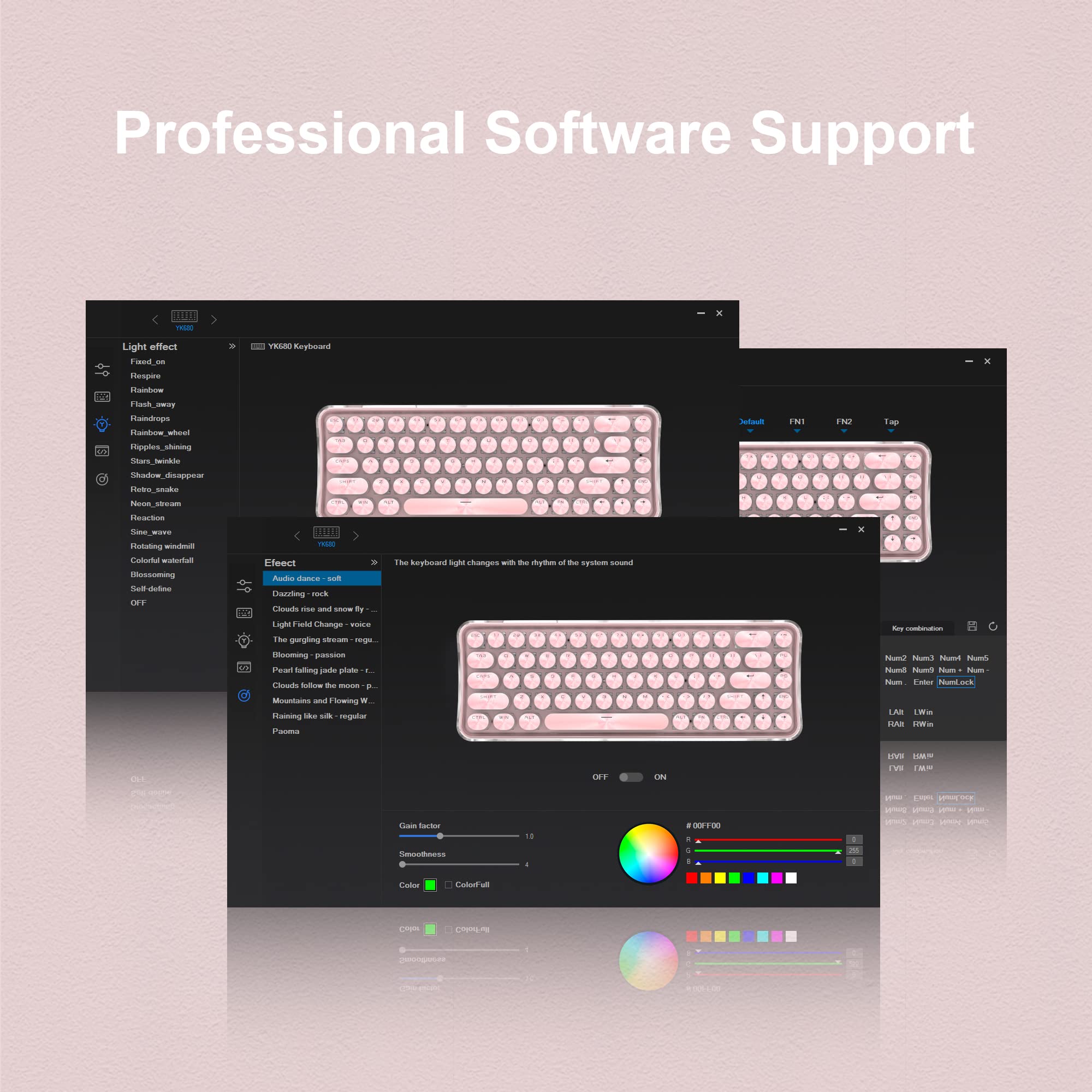 XVX K680 Typewriter Style Wireless Mechanical Keyboard, Bluetooth/2.4G/Wired Tri-Mode 65% Compact Gaming Mechanical Keyboard with RGB Backlit, Retor Computer Keyboard for Mac/PC/Win, Blue Switches