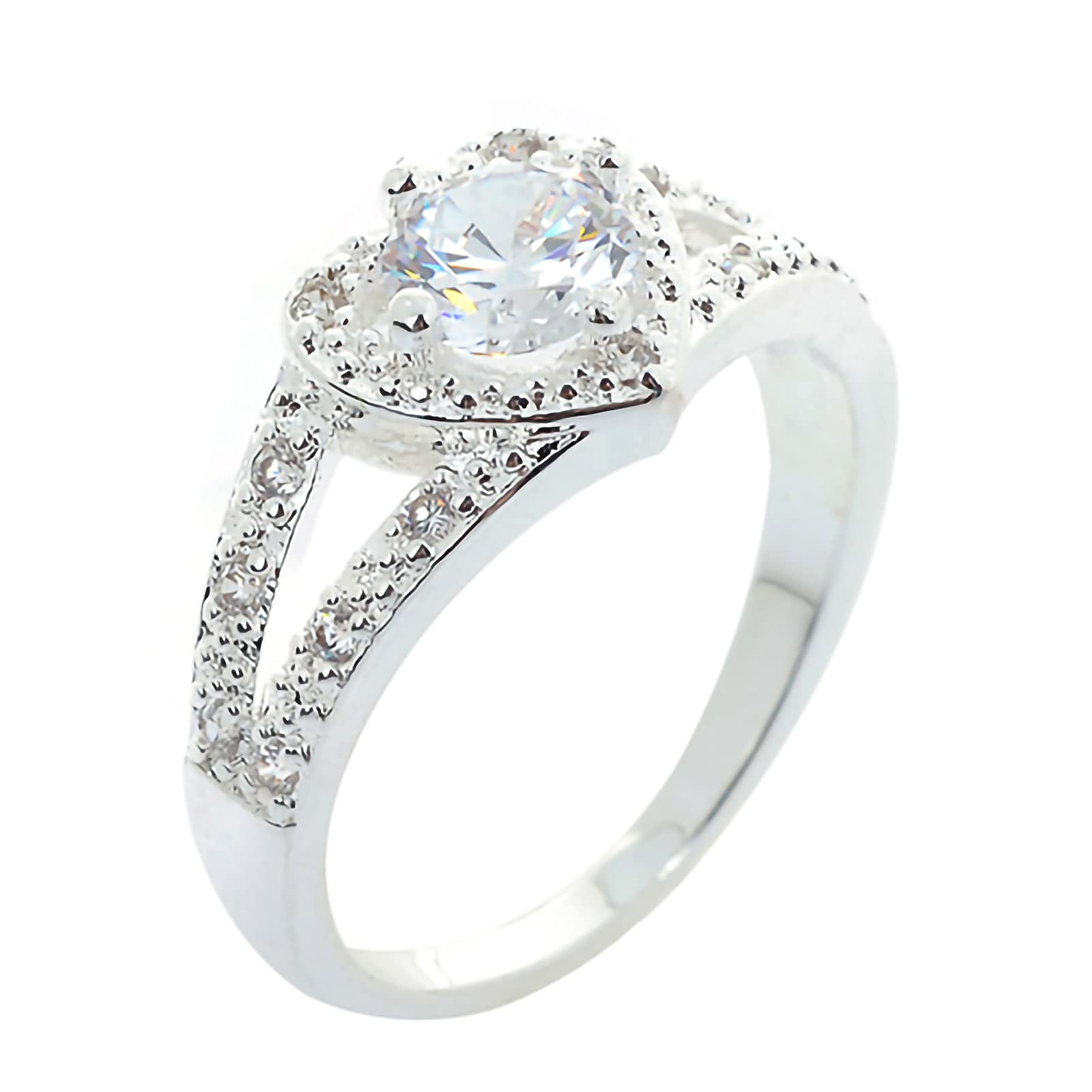 shiYsRL Exquisite Jewelry Ring Love Rings Women 925 Sterling Silver Crystal Love Heart Shaped Ring Bridal Wedding Jewelry Wedding Band Best Gifts for Love with Valentine's Day (1#, US 8)