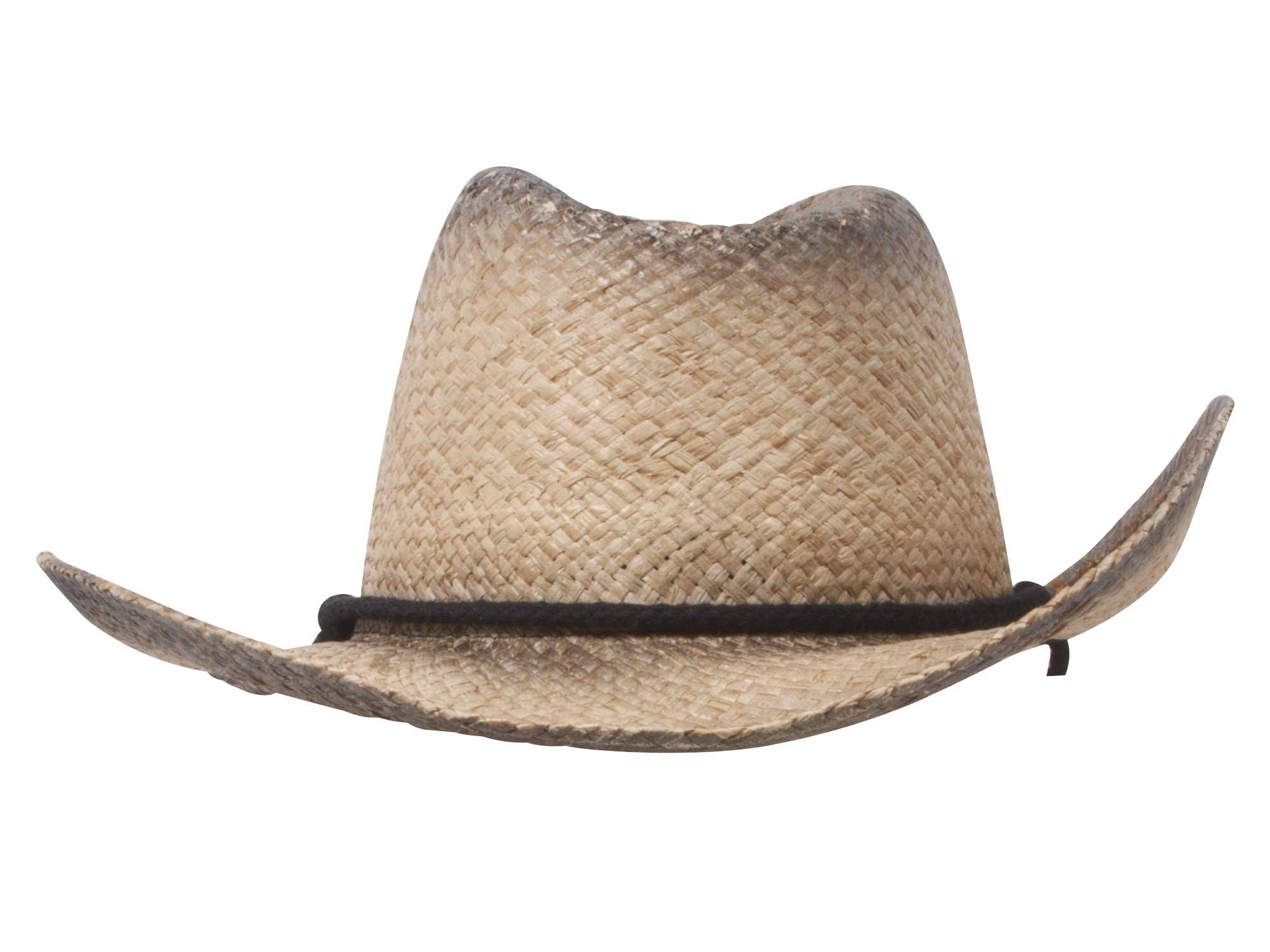 MG Tea Stained Raffia Straw Cowboy Hat - Tan with tint of black