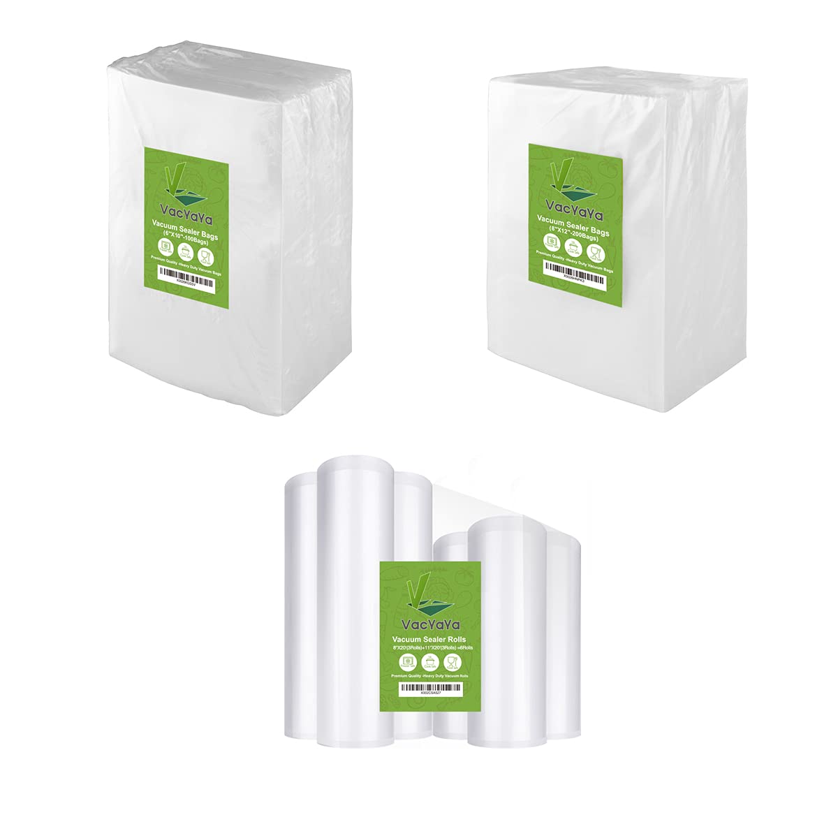 VacYaYa Vacuum Sealer Bags Rolls with BPA Free and Heavy Duty,Commercial Grade Vaccume Seal Bags Rolls Work with Any Types Vacuum Sealer