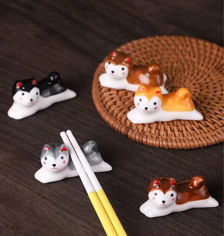 STJDM APULM Shiba dog chopstick holder Creative ceramic ornament chopstick holder chopstick holder cute fashion desktop decoration chopstick holder kitchen supplies restaurant bistro 5 pieces (A-5)