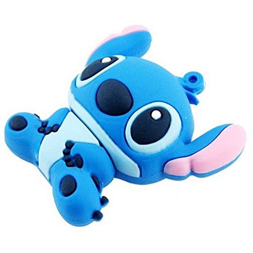 Novelty Stitch Blue Shape Design 64GB USB 3.0 Flash Drive Cute Memory Stick Stitch Thumb Drive Data Storage Pendrive Cartoon Jump Drive Gift