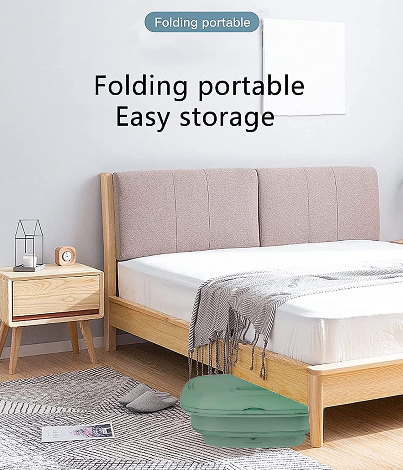 Portable Washing Machine Mini Foldable Washer with Drain Basket Spin Dryer,Small Collapsible Bucket Washer for Camping,Travel,Apartment,Dorm green
