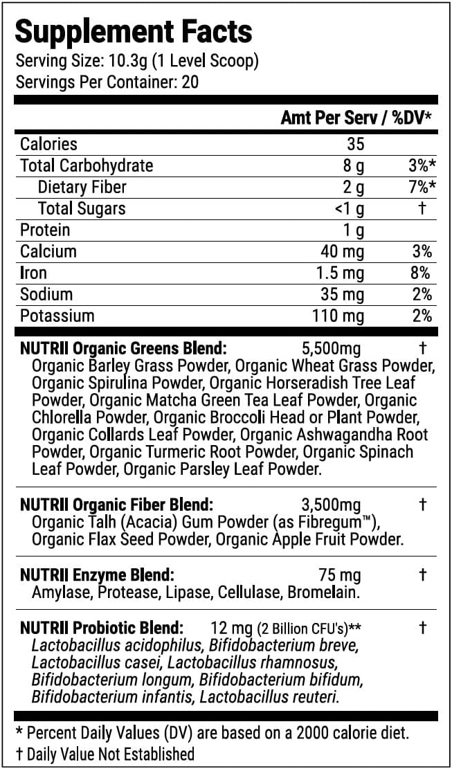 Organic Green Immunity Superfood with Turmeric, Probiotics, Digestive Enzymes and Ashwagandha (20 Servings, 7.26 oz, Lemon-Mint Flavor)