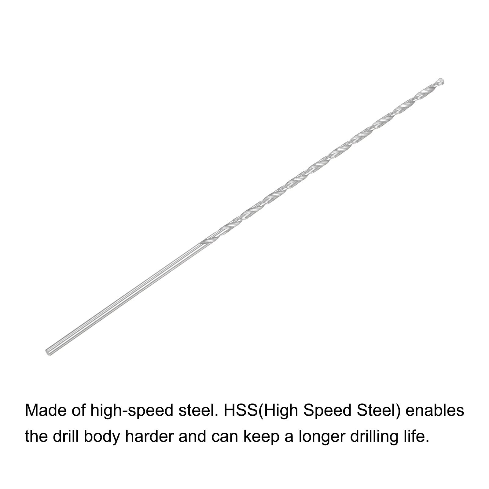 uxcell HSS(High Speed Steel) Extra Long Twist Drill Bits, 2.5mm Drill Diameter 160mm Length for Hardened Metal Woodwork Plastic Aluminum Alloy 2 Pcs