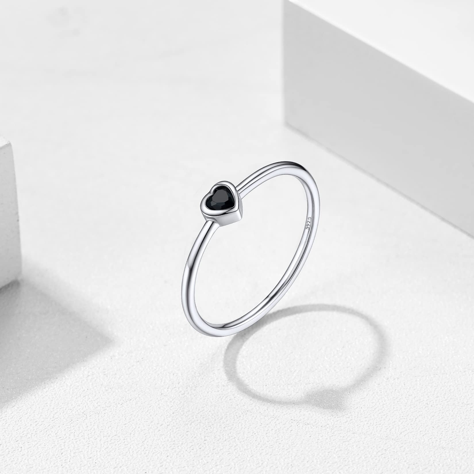 Silver Wedding Band for Woman Heart Cubic Zirconia Jewelry