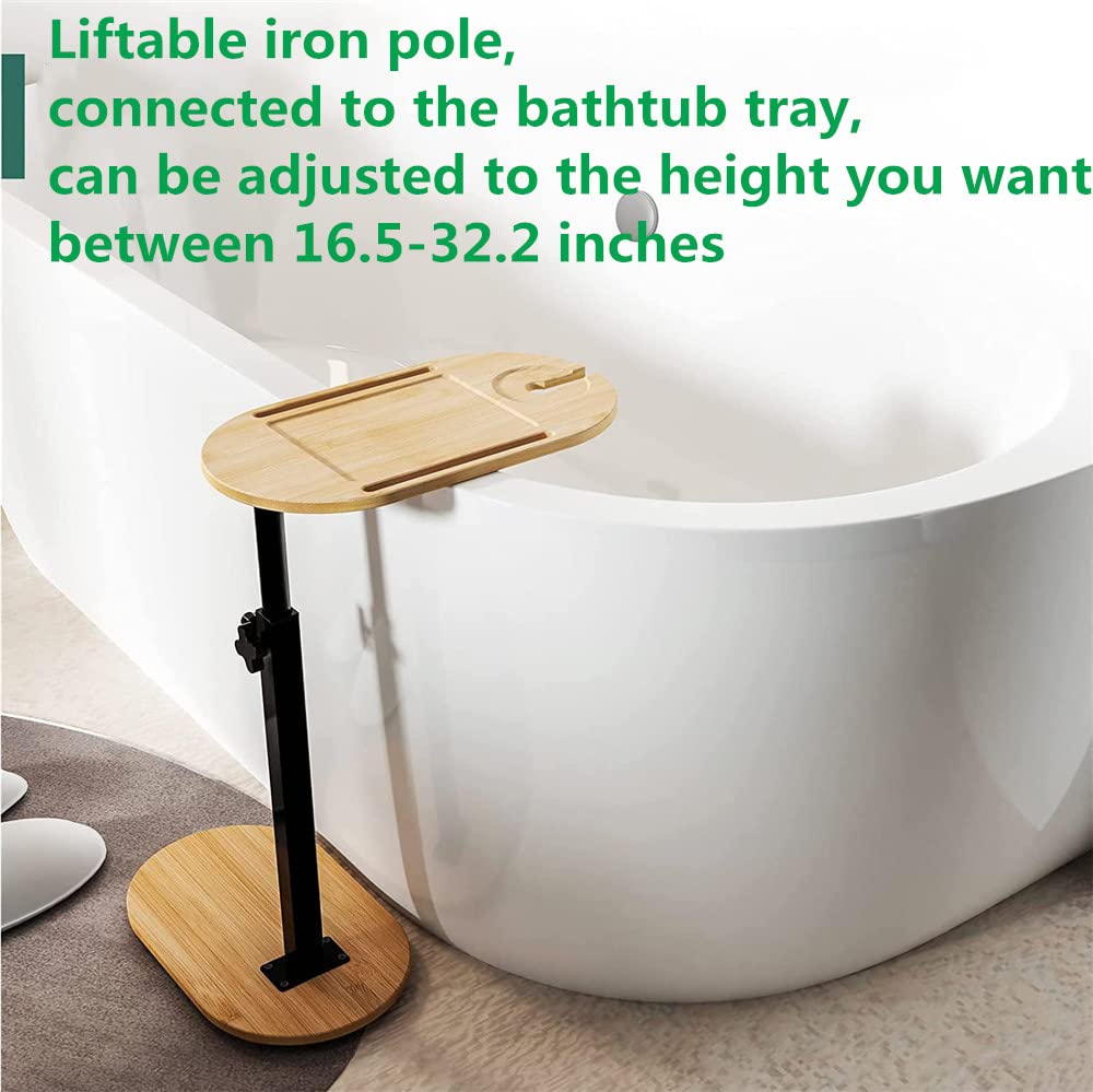 WANLIAN Bamboo Bathtub Stand Tray, Brown, Rectangular, 15.75 x 8.66 in