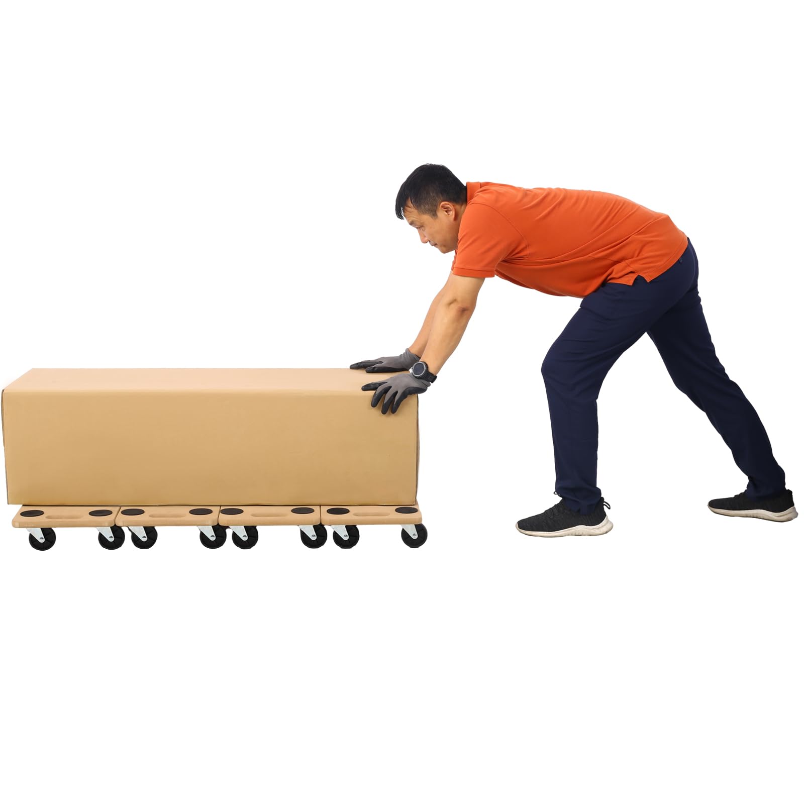 Miscoos Furniture Moving Dolly, Heavy Duty Wood Rolling Mover with Wheels for Piano Couch Fridge Heavy Items, Securely Holds 500 Lbs (2pcs 22.8" x11.2" Platform)