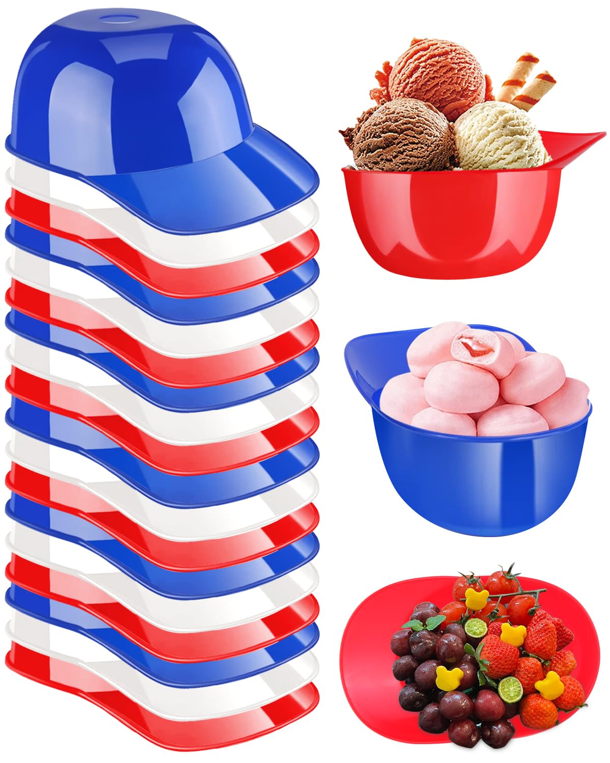 Tendiren 18PCS Mini Baseball Helmet Ice Cream Snack Bowl, 8 oz Helmets Plastic Baseball Cups, Kids Helmet Bowls, Mini Dessert Spoons Plastic Ice Cream Spoon for Birthday Party Supplies