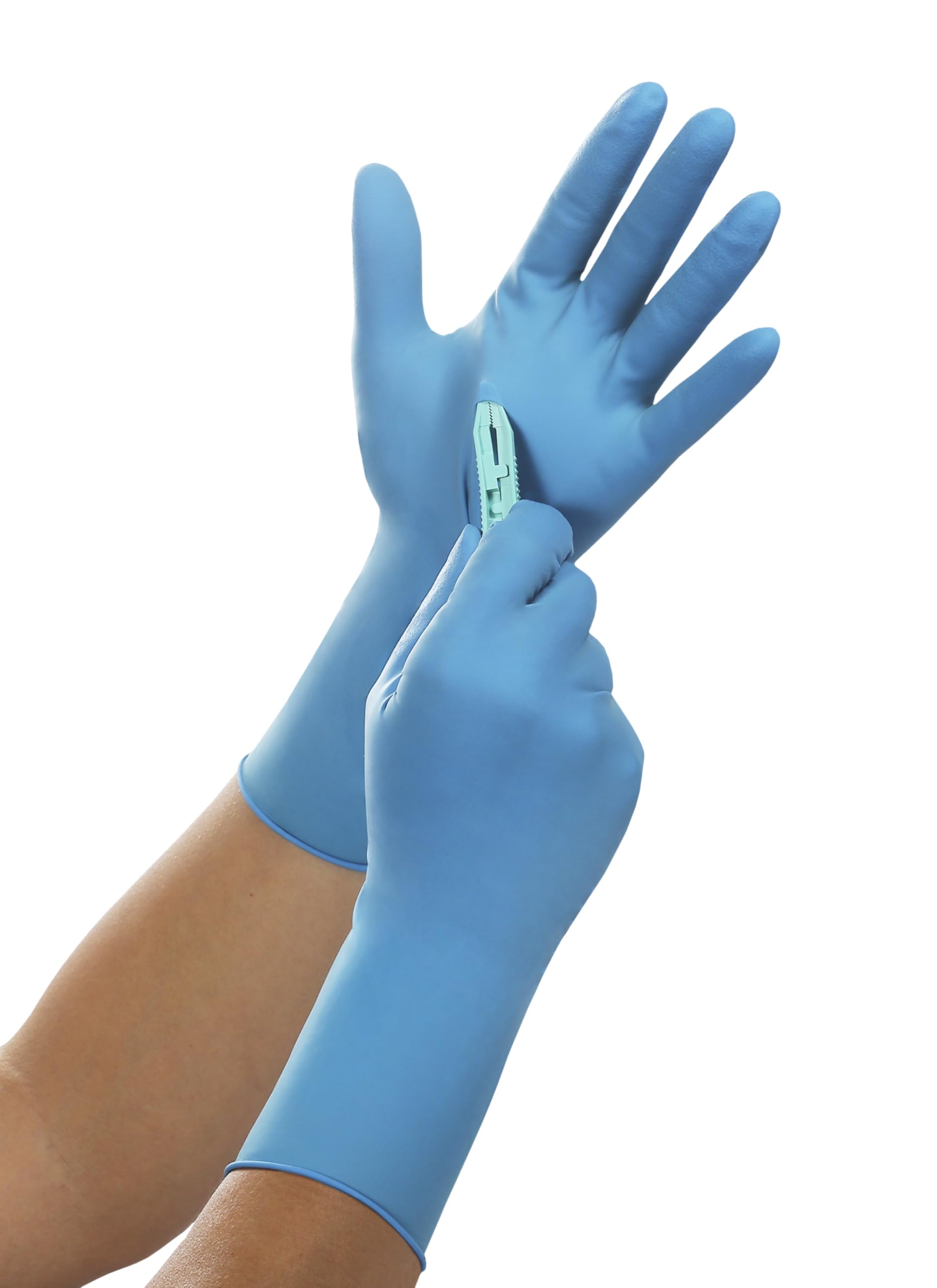 Microflex SafeGrip SG-375 Extra Thick Disposable Latex Gloves for Life Sciences, Automotive w/Textured Fingertips - Medium Blue (Box of 50)