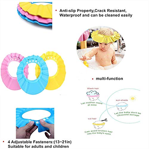 Safe Shampoo Shower Bathing Protection Bath Cap Soft Adjustable Visor Hat for Toddler, Baby, Kids, Children Boys Girls Pink
