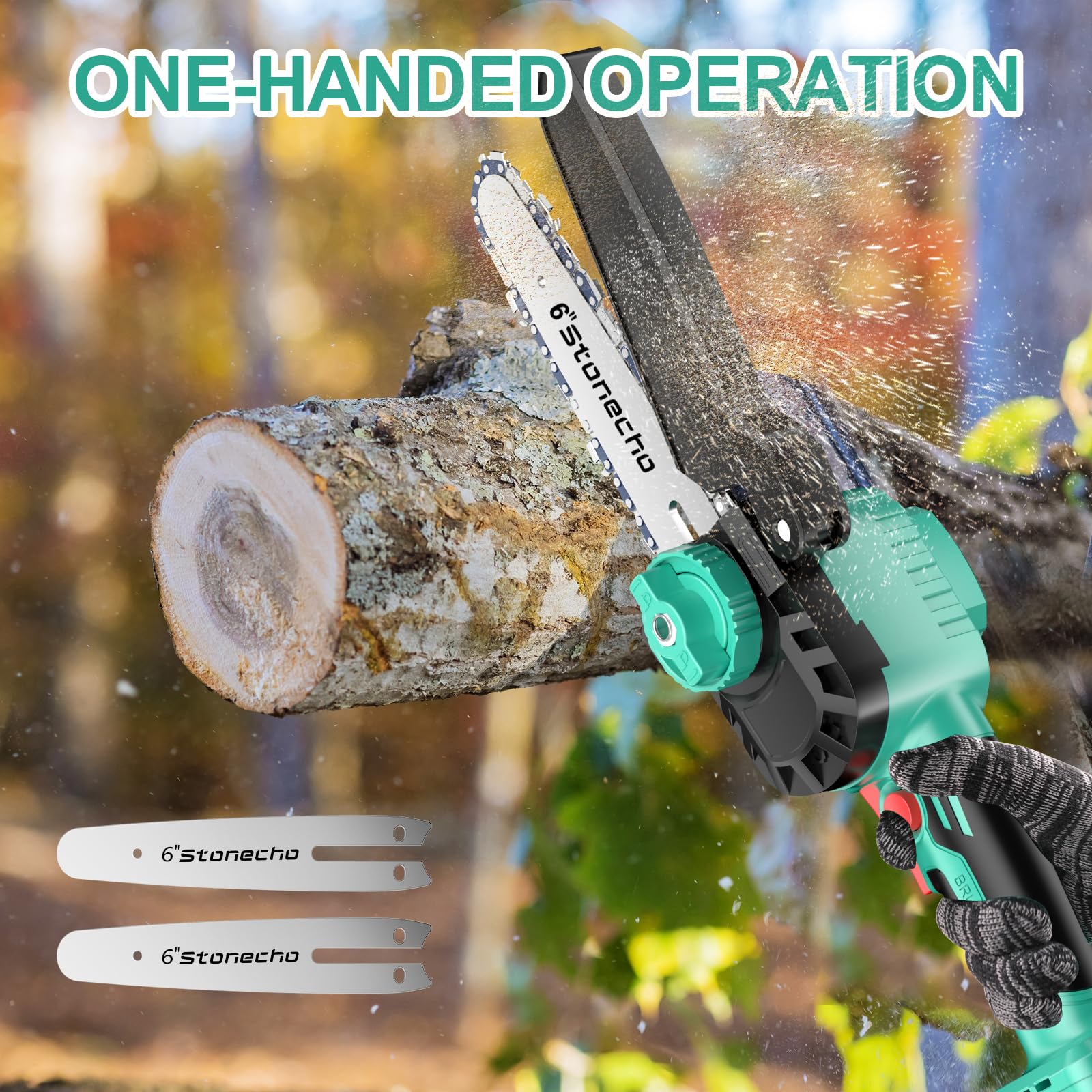 Mini Chainsaw Cordless 6 inch, Upgraded Brushless Mini Chainsaw, 2*2000mAh Battery 3 Chains Mini Electric Chainsaw, One-Handed Portable Handheld Chainsaw for Garden Courtyard Tree Branch Wood Cutting
