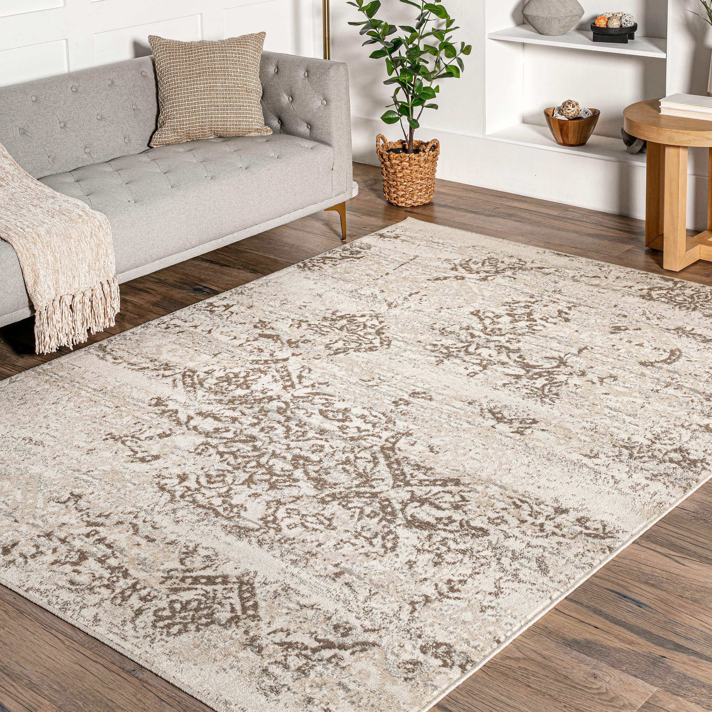 nuLOOM Freja Faded Floral Area Rug, 7x9, Beige