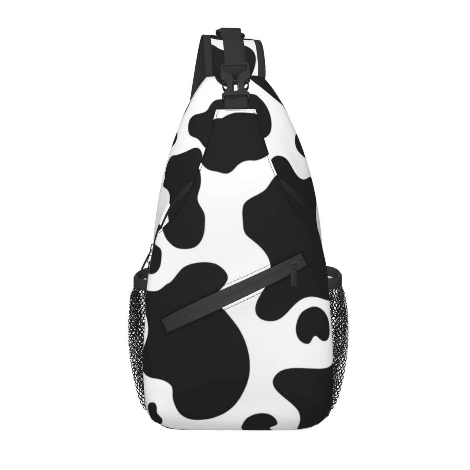 MuMuYun Sling Bag, Black & White Cow print Crossbody Sling Backpack for Casual Shoulder Women & Men
