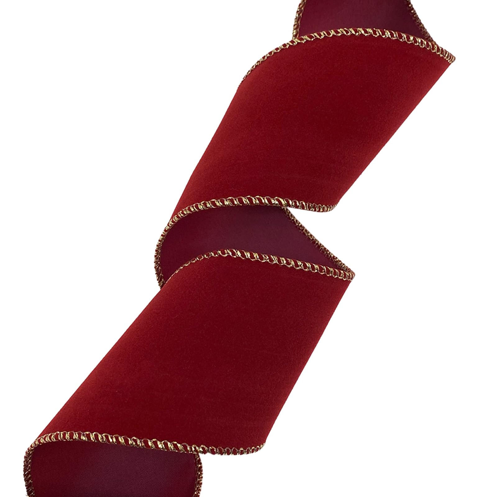 Morex Ribbon Flocked Wired Velvet Ribbon, 2.5 inch by 25 yards, Berry Red