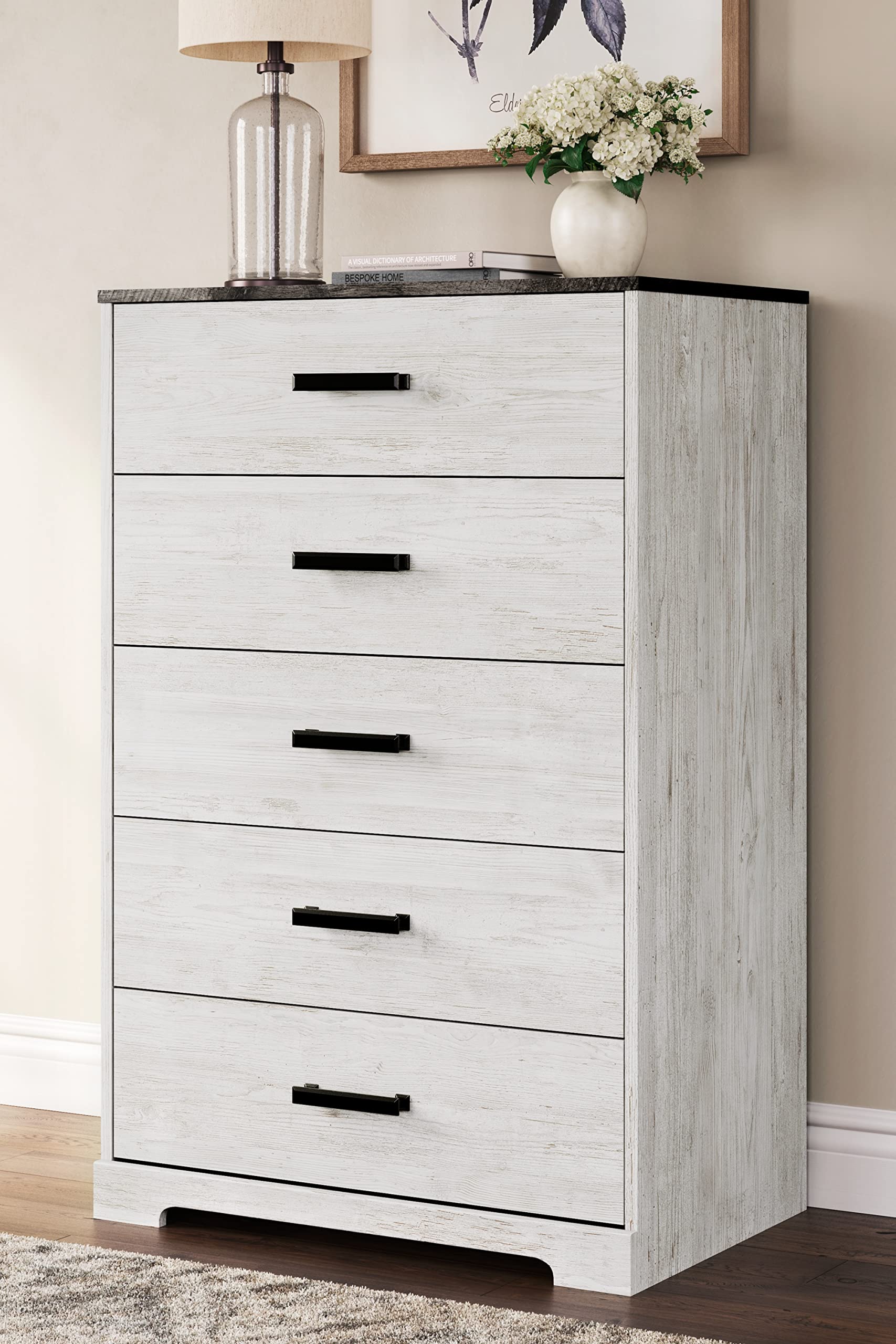 Signature Design by Ashley Shawburn Modern Farmhouse 8 Drawer Dresser, Whitewash & Dark Gray