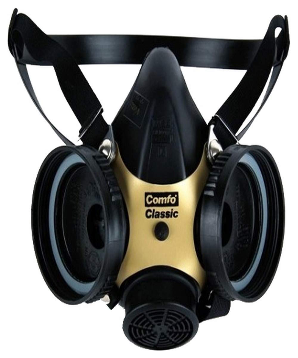 MSA 808076 Comfo Classic Half Facepiece Hycar Respirator, Capacity, Volume, Hycar, Silicone, Large, Black
