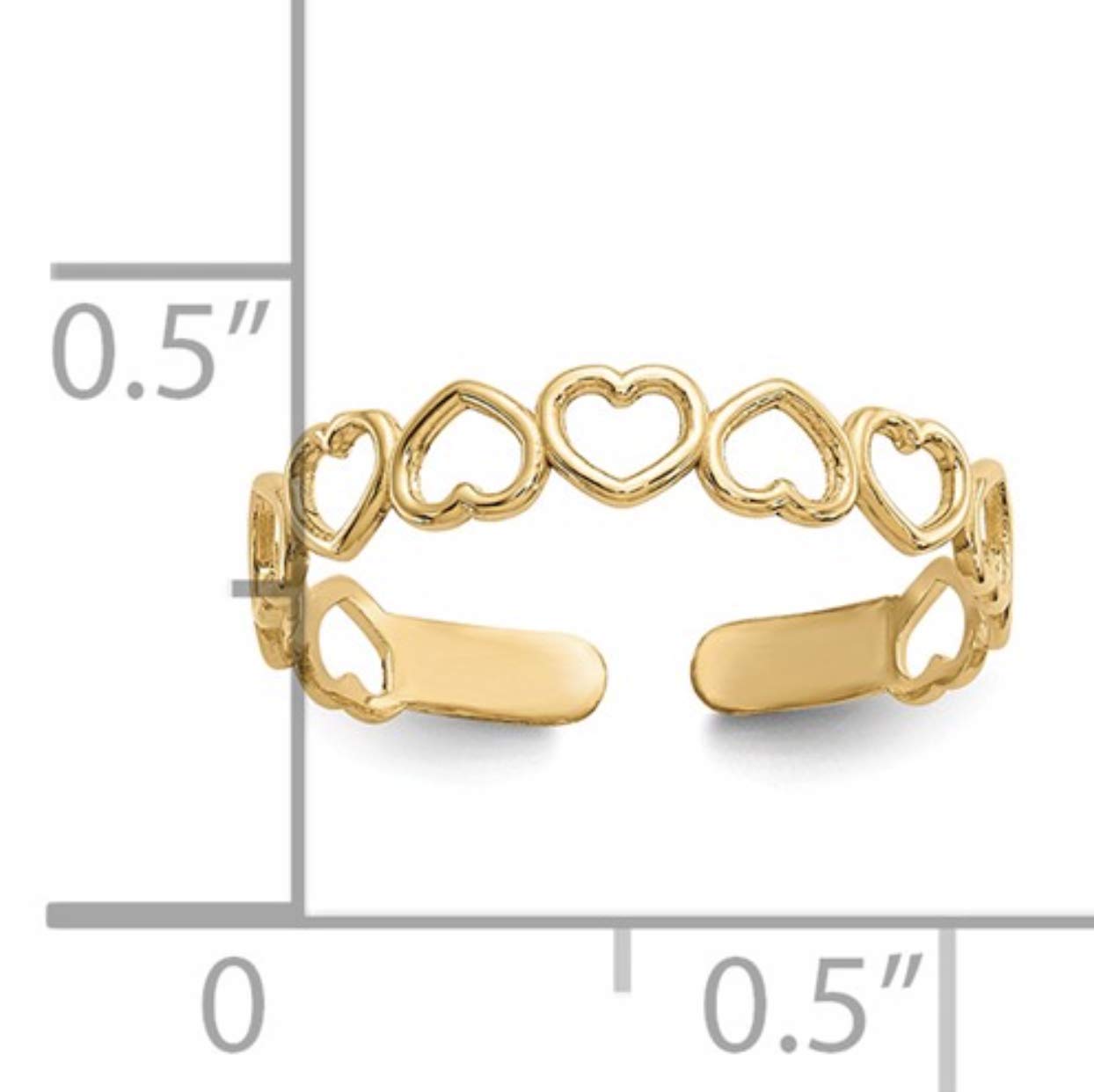 Nina's Jewelry Box 14k Yellow Gold Open Hearts Toe Ring