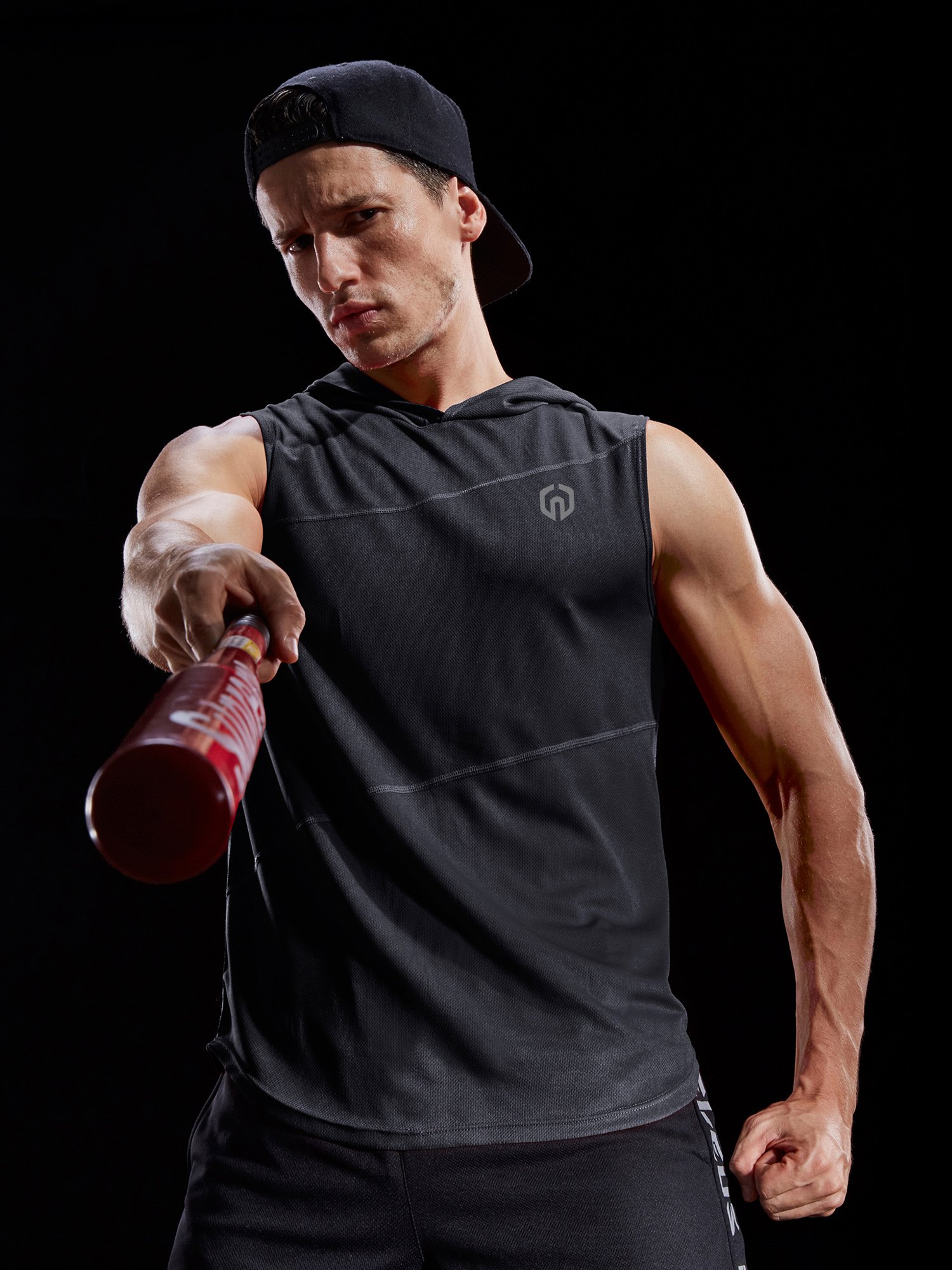 NELEUS 3 Pack Workout Athletic Gym Muscle Tank Top with Hoods,5036,Black,Grey,Navy Blue,US 2XL,EU 3XL