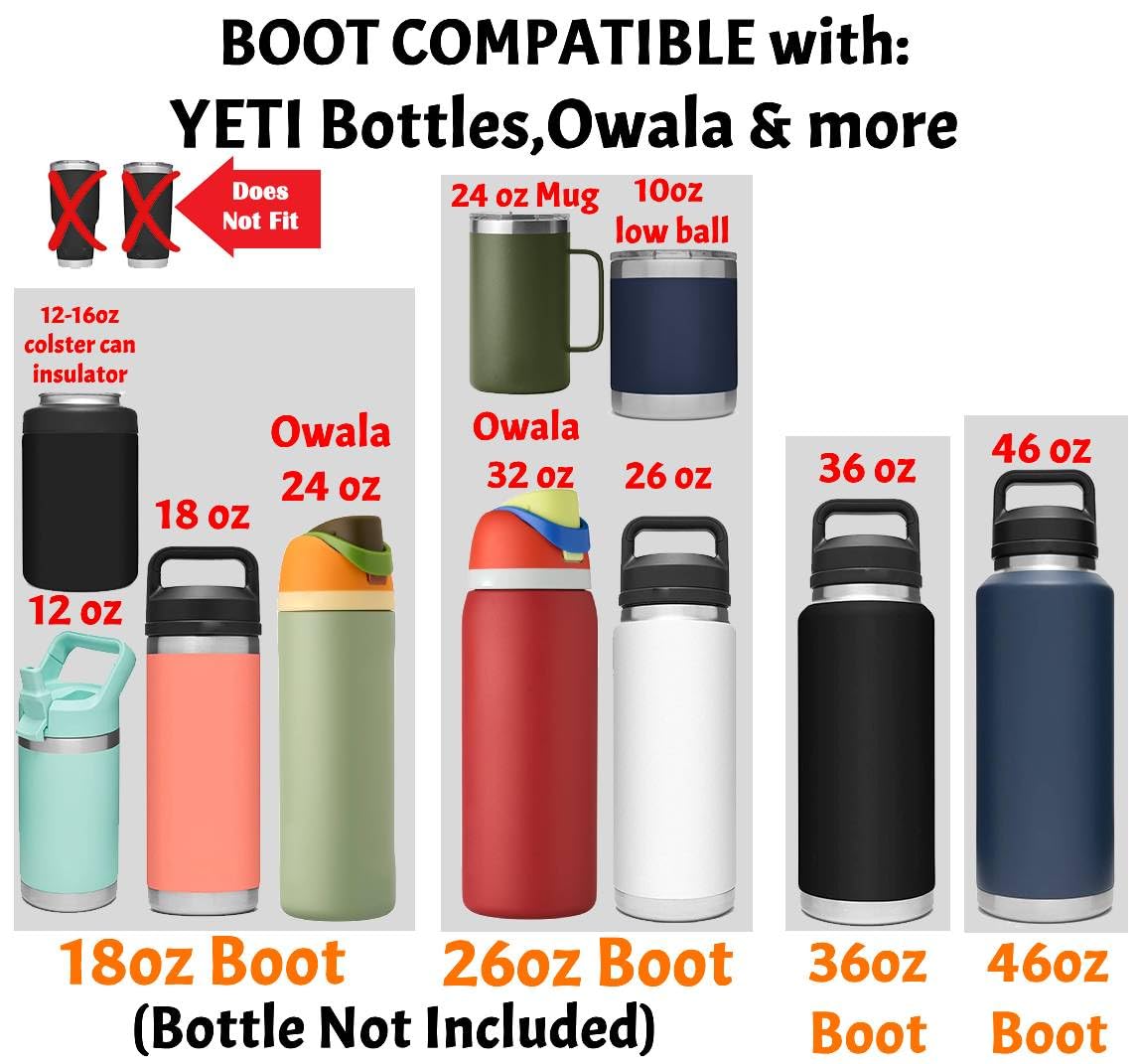 One MissionX Protective Silicone Boot Sleeve Compatible with YETI 46oz 36oz 26oz 18oz 12oz Water Bottles, Anti-Slip Bottom Cover, BPA FREE (Black, Fits 36 oz Bottle)