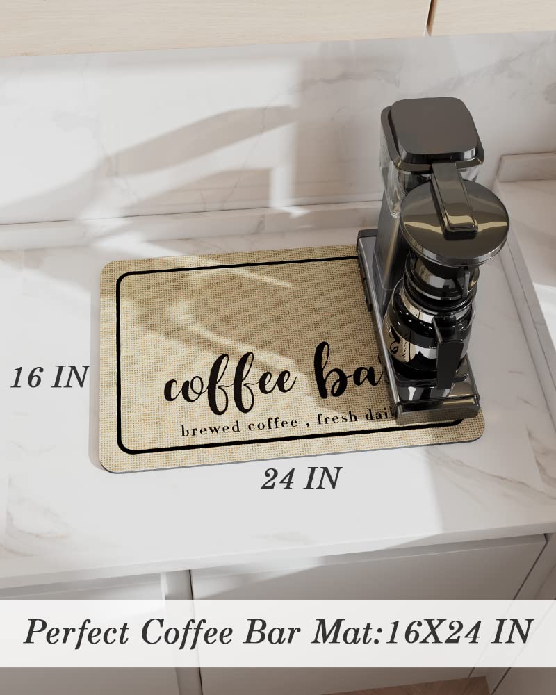 tchdio-Coffee Mat-Hide Stain Absorbent Rubber Backed Quick Drying Mat for Kitchen Counter-Coffee Bar Accessories Dish Drying Mat Fit Under Coffee Maker Coffee Machine Coffee Pot Espresso Machine