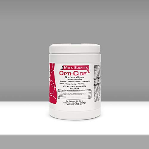 Micro-Scientific Opti-Cide3 Medical Disinfecting Wipes Healthcare Grade Disinfectant Cleaner Surface Wipes - OCW06-100