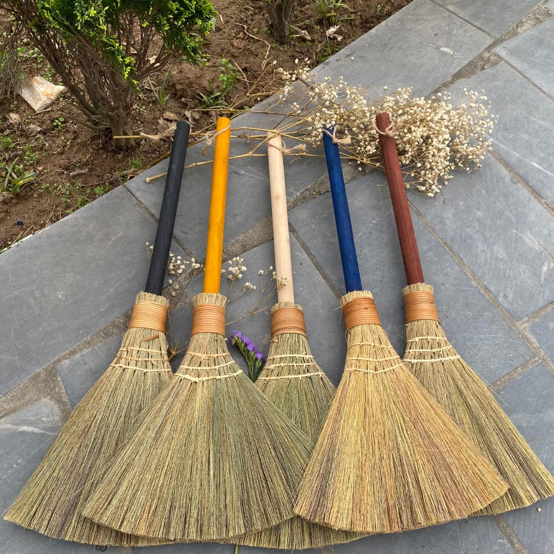 TTS For Home Natural Whisk Sweeping Hand Handle Broom - Vietnam Handmade Straw Soft Broom - Wedding Broom 11.81" Width,26" Length